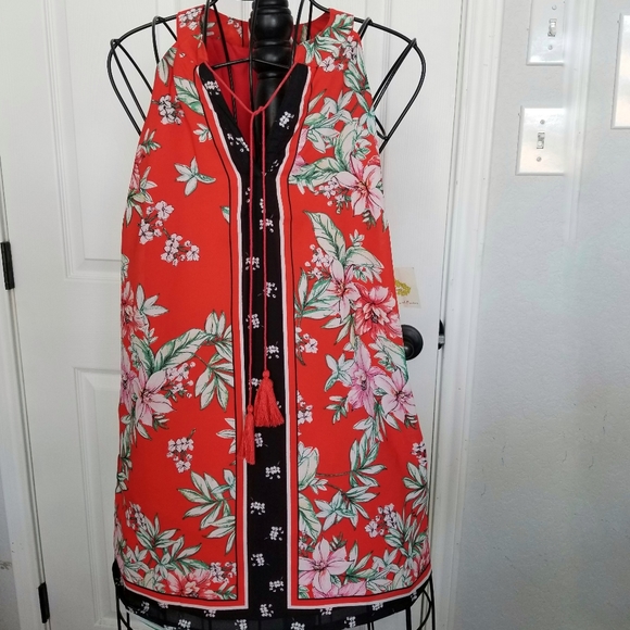 fig and flower | Tops | Fig Snd Flower Red Floral Tunic Top Large Nwt ...